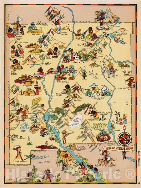 Historic Map : New Mexico, 1935, Ruth Taylor White, Vintage Wall Art ...