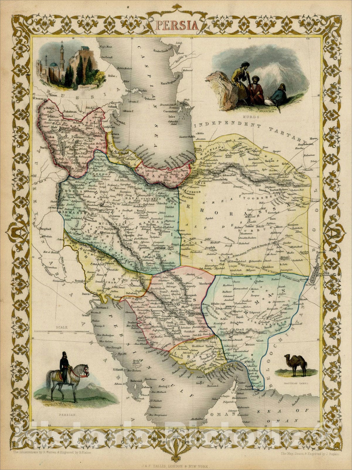 Historic Map : Persia, 1851, John Tallis, v3, Vintage Wall Art ...
