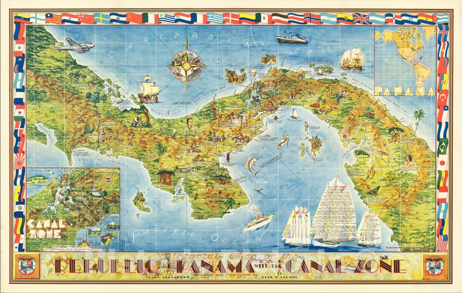 Historic Map : Pictorial Map of the Republic of Panama with the Canal ...