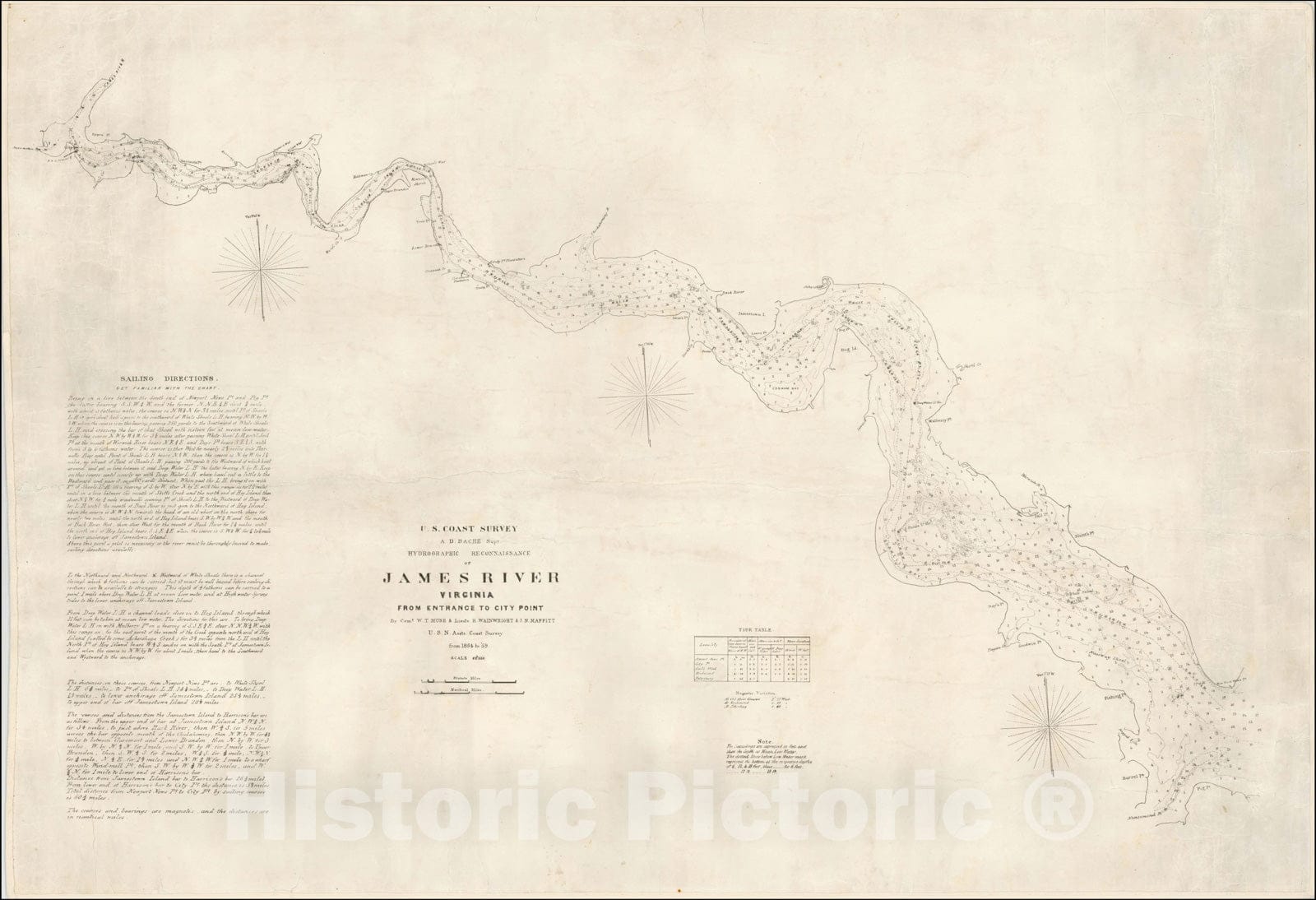 Historic Map : Hydrographic Reconnaissance of James River Virginia Fro ...