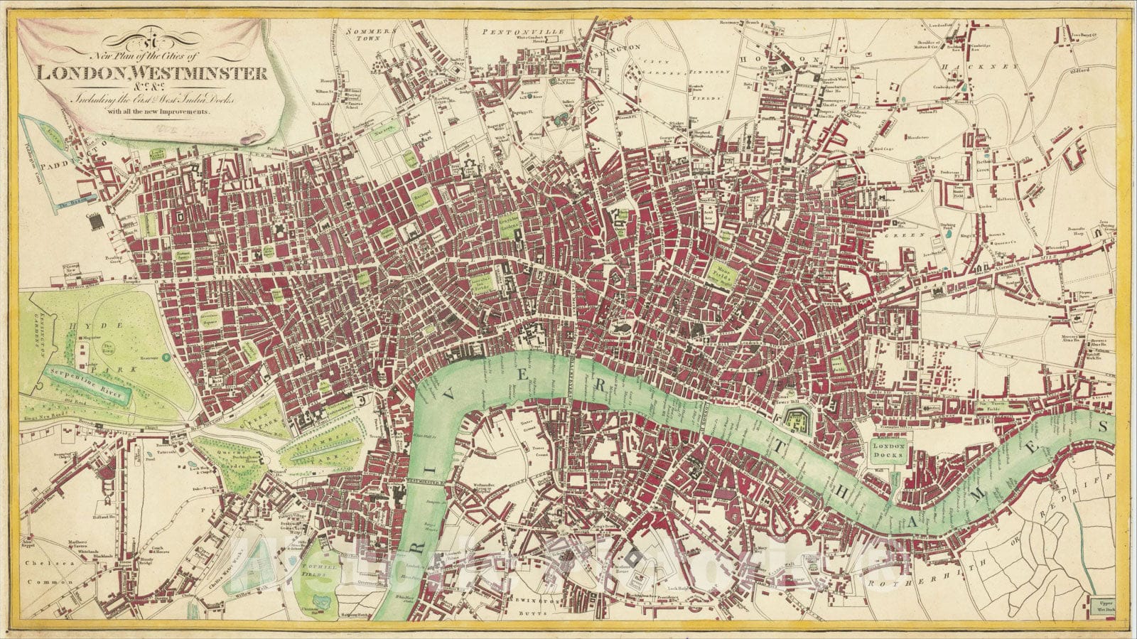Historic Map : A New Plan of the Cities of London, Westminster &c. Inc ...