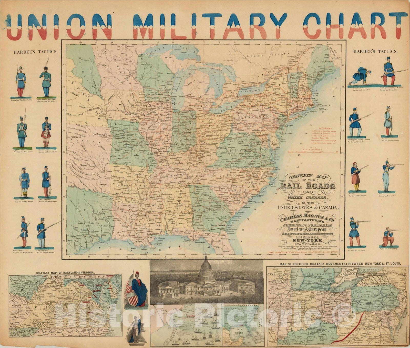 Historic Map : Union Military Chart. Complete Map of the Rail Roads An ...