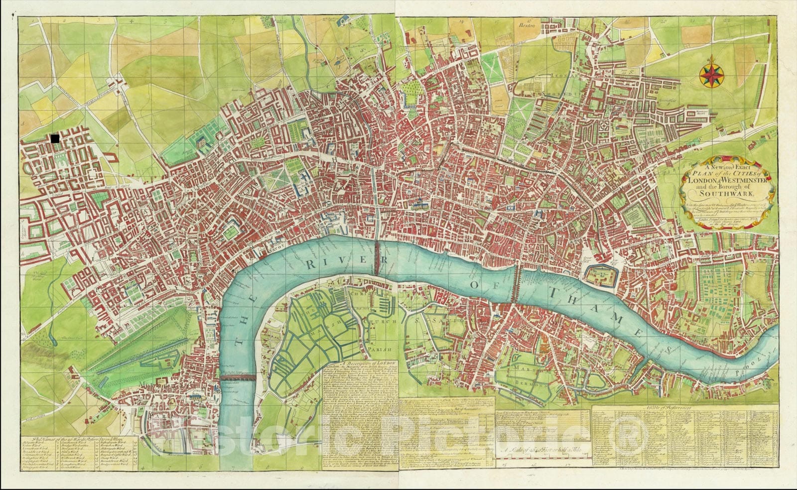 Historic Map : A New and Exact Plan of the Cities of London & Westmins ...