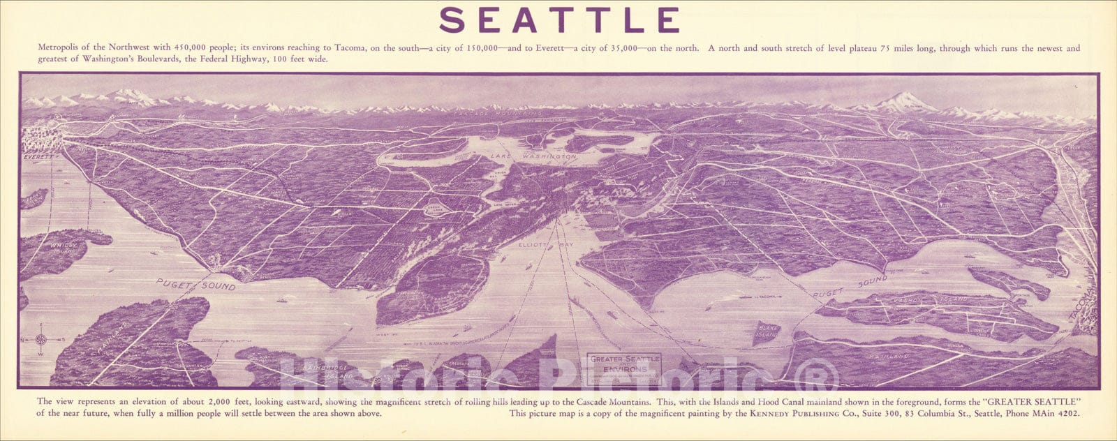 Historic Map : Greater Seattle and Environs, 1926, The Kennedy Co., Vi ...