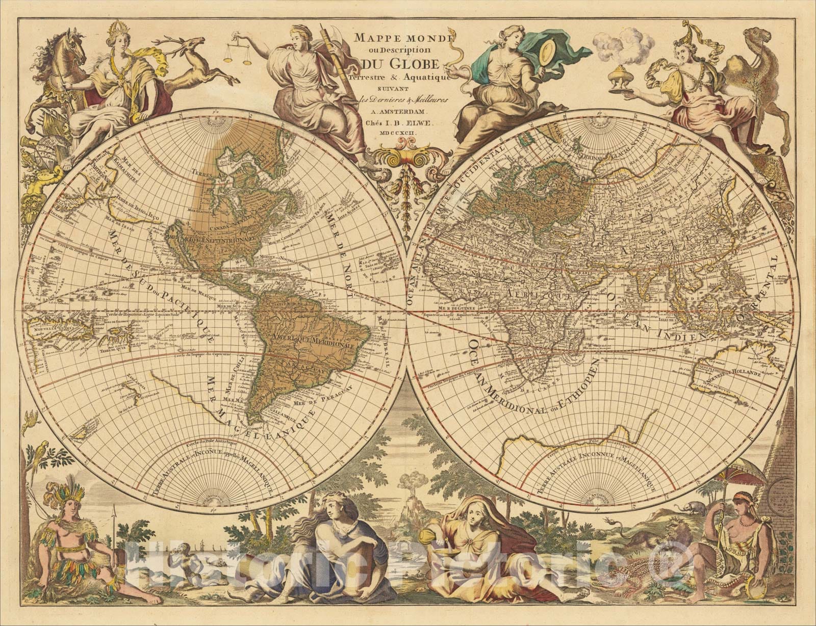 Historic Map : Mappe Monde ou Description Du Globe Terrestre and Aquat – Historic Pictoric