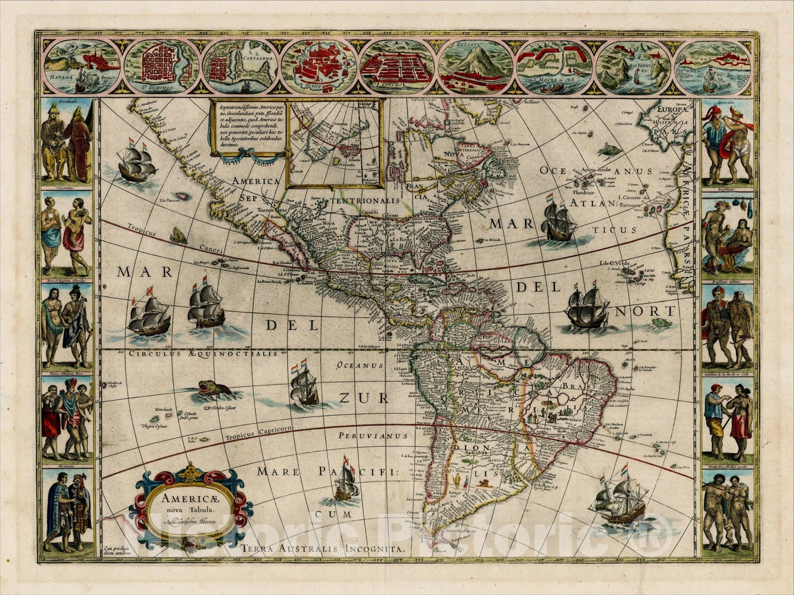 Historic Map : Americae Nova Tabula, 1642, Willem Janszoon Blaeu, v1, - Historic Pictoric