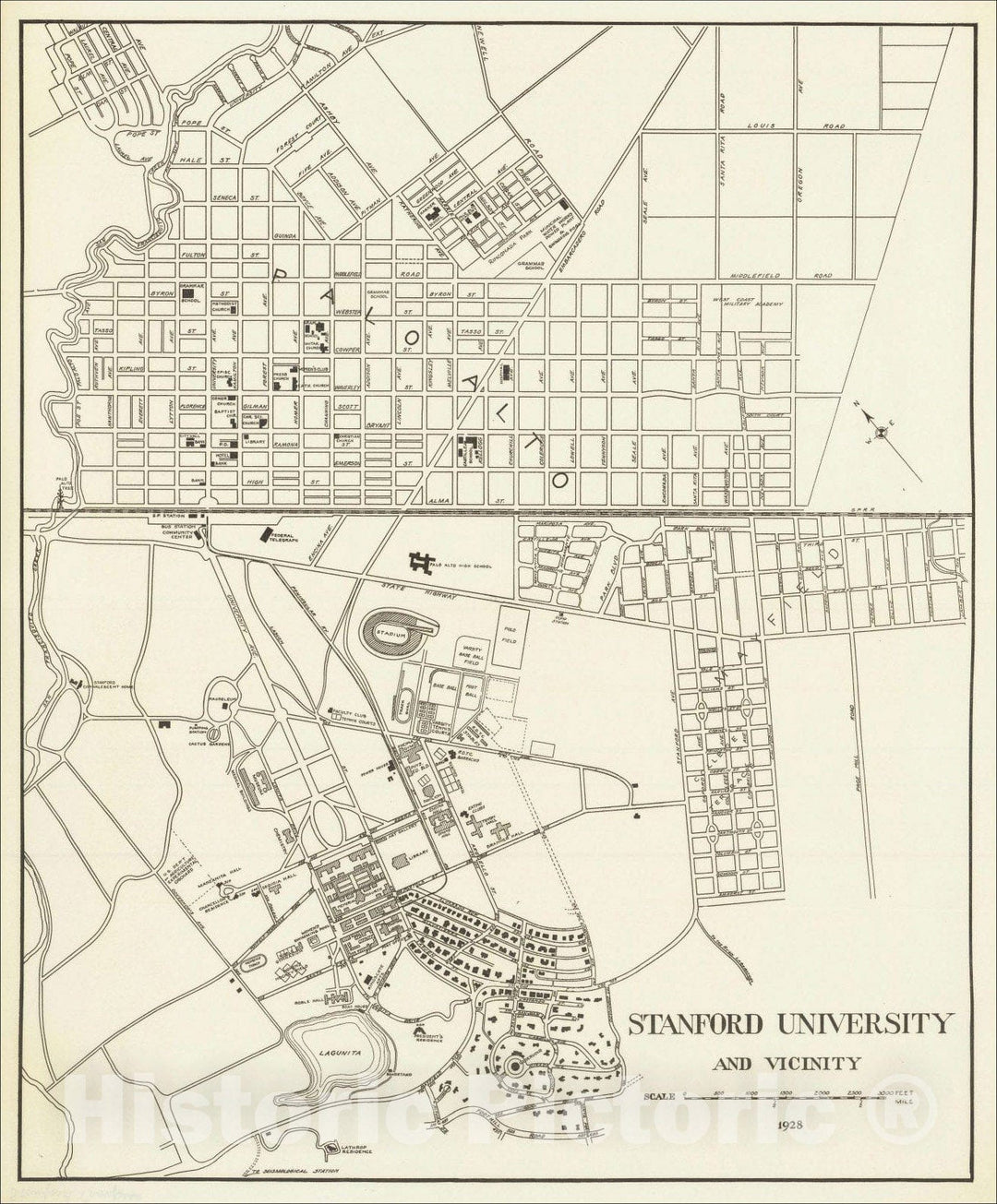 Historic Map : Stanford University and Vicinity 1933, 1928, Anonymous ...