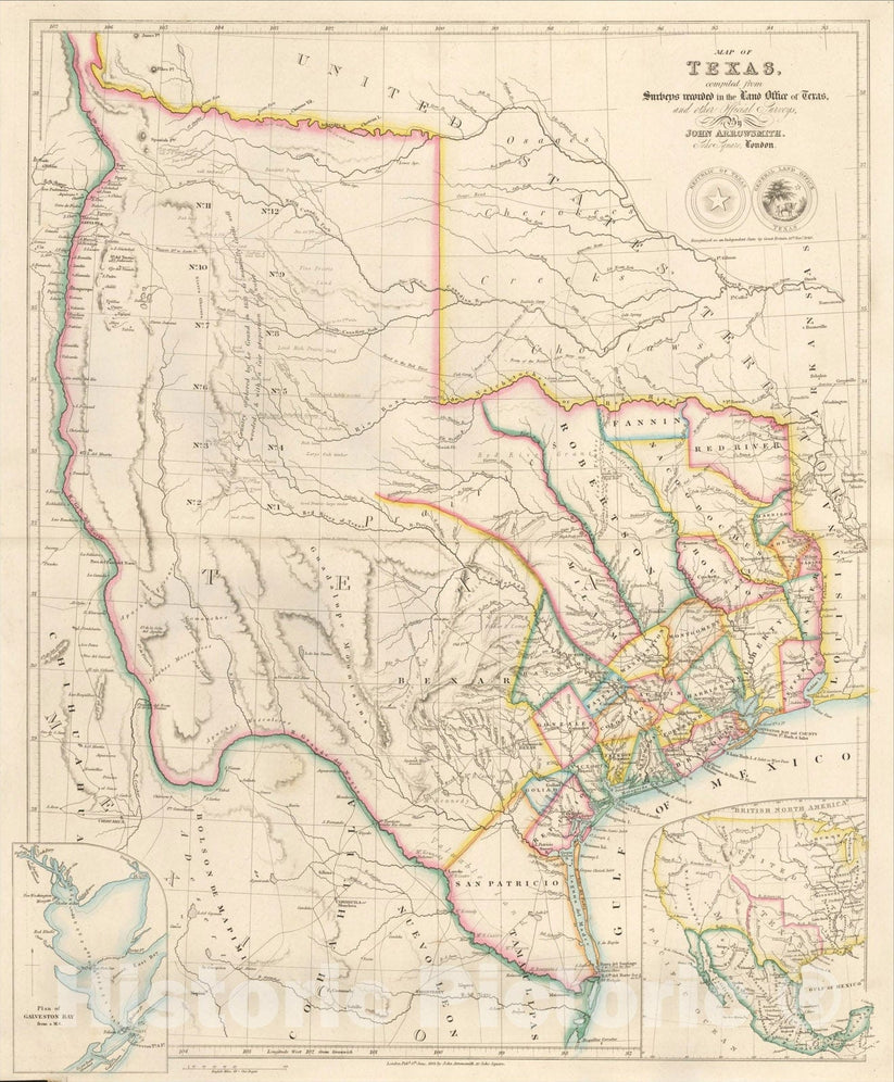 Historic Map : A Map of Texas, 1843, John Arrowsmith, Vintage Wall Art ...