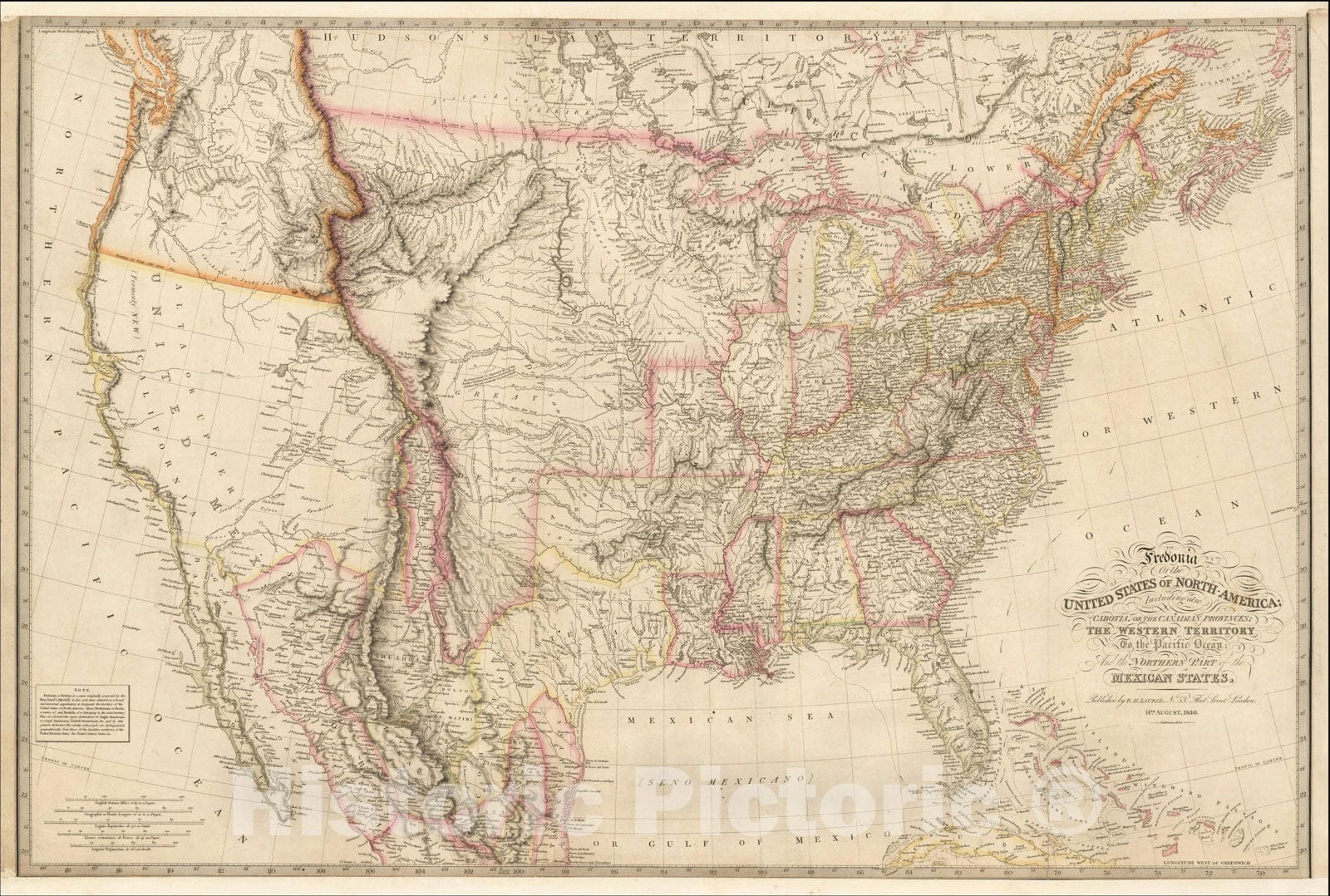 Historic Map : Fredonia Or The United States of North America; Includi ...