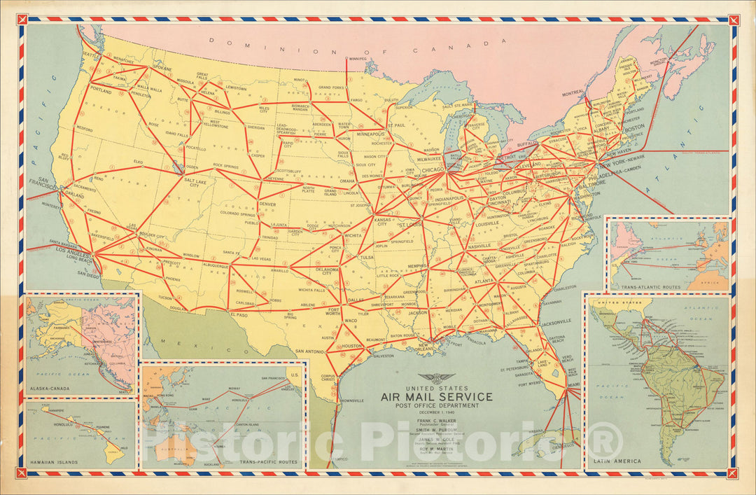 Historic Map : United States Air Mail Service Post Office Department ...