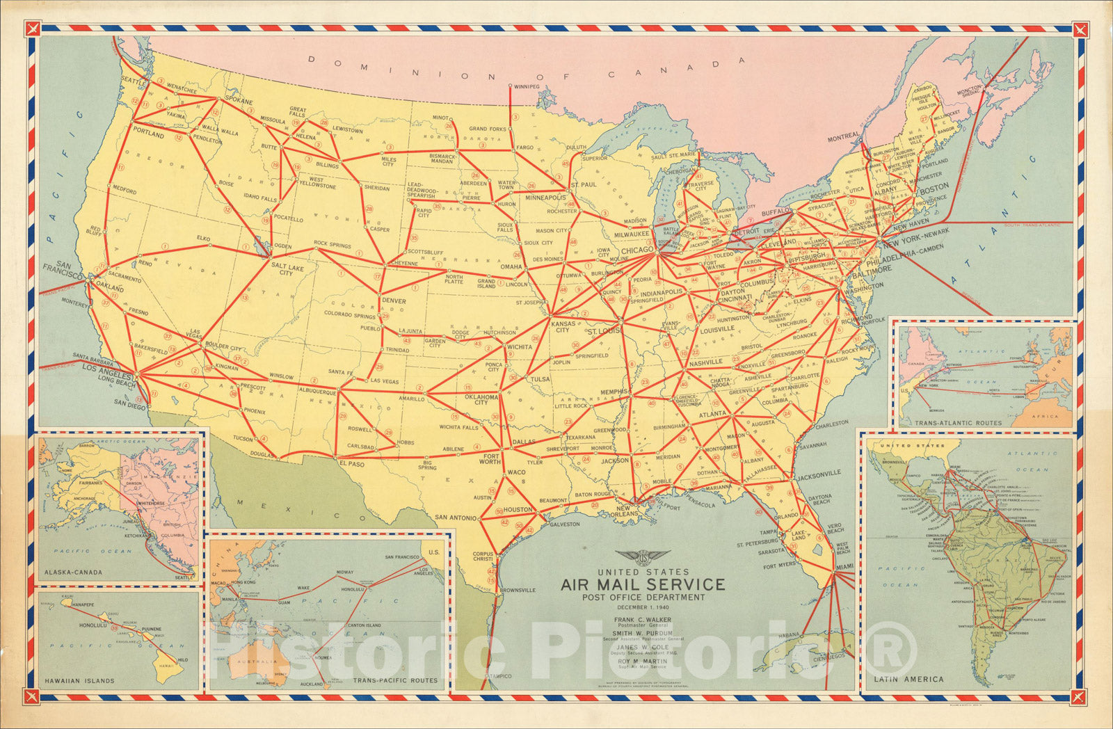 Historic Map : United States Air Mail Service Post Office Department ...