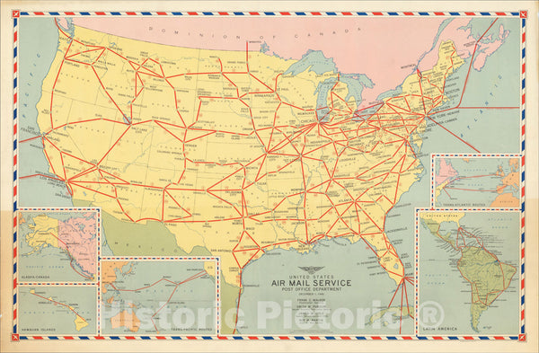 Historic Map : United States Air Mail Service Post Office Department ...