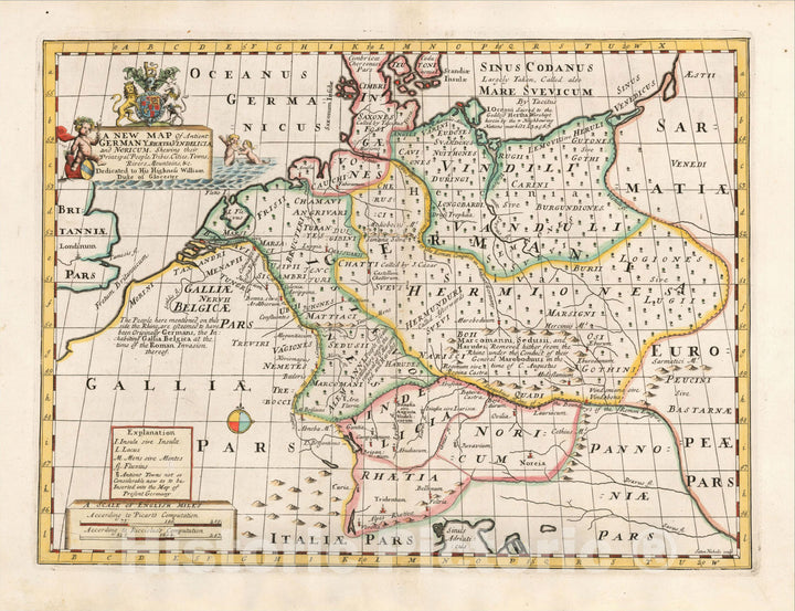 Historic Map : A New Map of Antient Germany, Rhaetia, Vindelicia, and ...