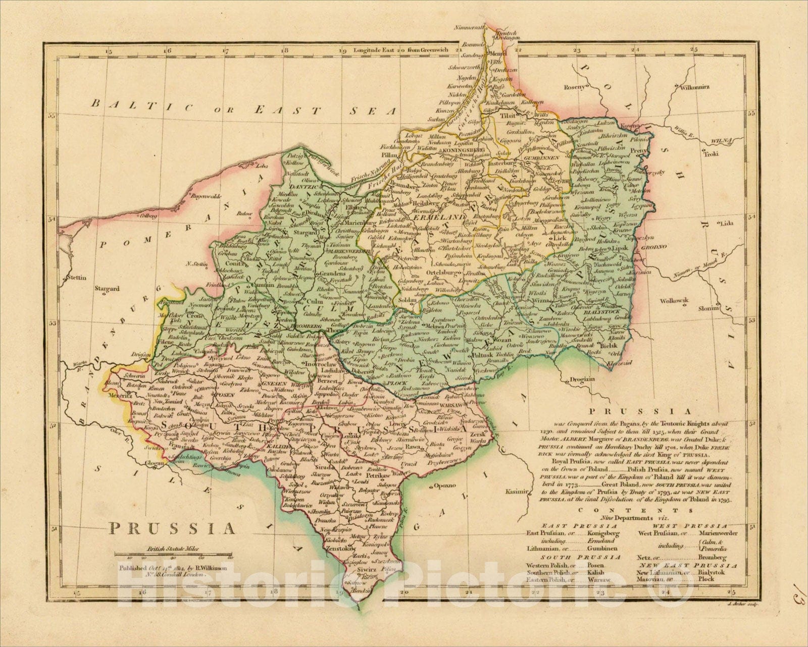 Historic Map : Prussia, 1814, Robert Wilkinson, Vintage Wall Art ...