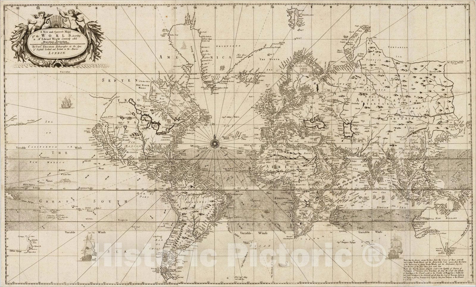Historic Map : A New and Correct Mapp of the World, According to Mr. E ...