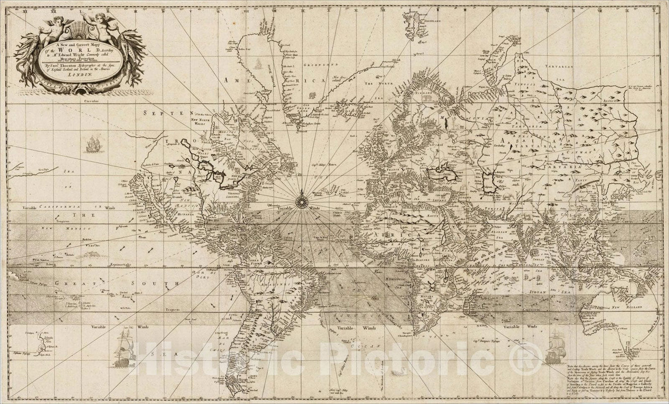 Historic Map : A New and Correct Mapp of the World, According to Mr. E ...
