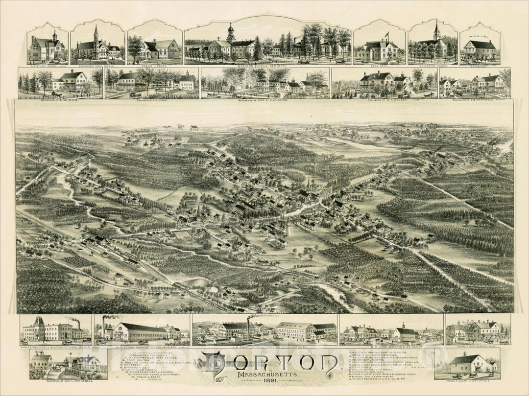 Historic Map : Norton, Massachusetts. 1891, 1876, , Vintage Wall Art ...