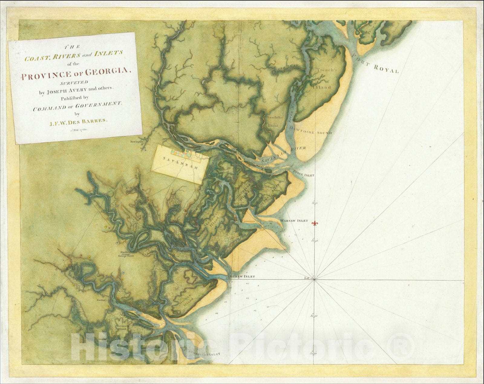 Historic Map : The Coast, Rivers and Inlets of the Province of Georgia ...