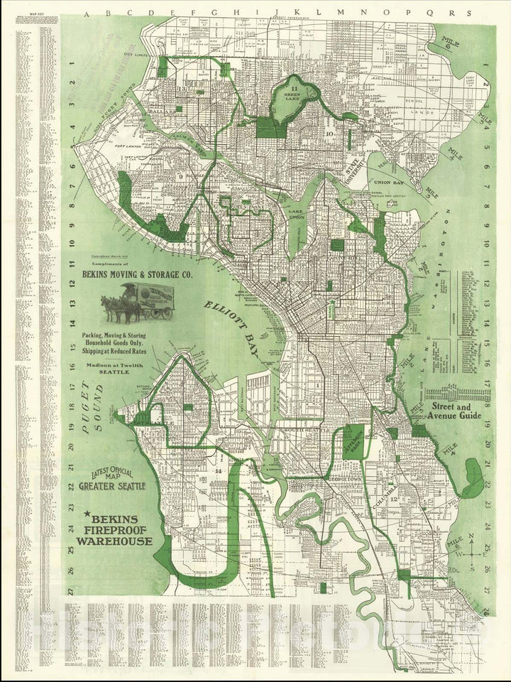 Historic Map : Latest Official Map of Greater Seattle, 1913, Kroll Map ...