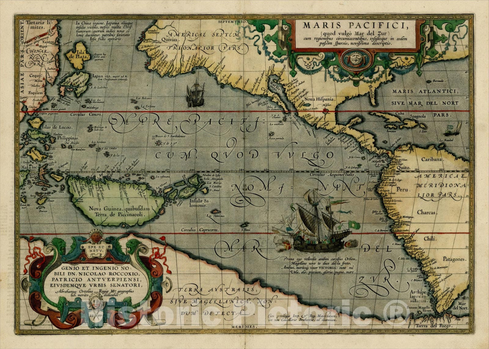 Historic Map : Maris Pacifici quod vulgo Mar del Zud, 1603, Abraham Or ...