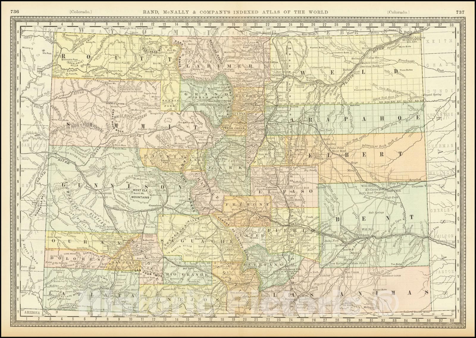 Historic Map : [ Colorado ], 1884, Rand McNally & Company, Vintage Wal ...