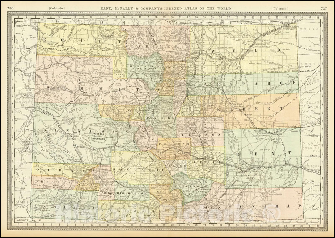 Historic Map : [ Colorado ], 1884, Rand McNally & Company, Vintage Wal ...