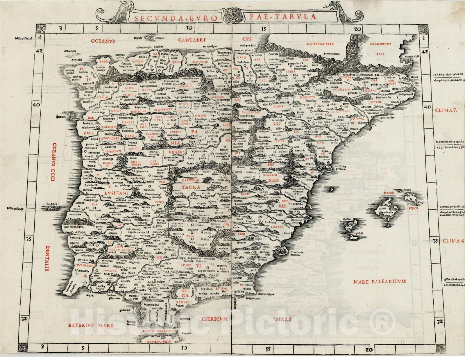 Historic Map : Secunda Europae Tabula, 1511, Bernardus Sylvanus, Vinta ...