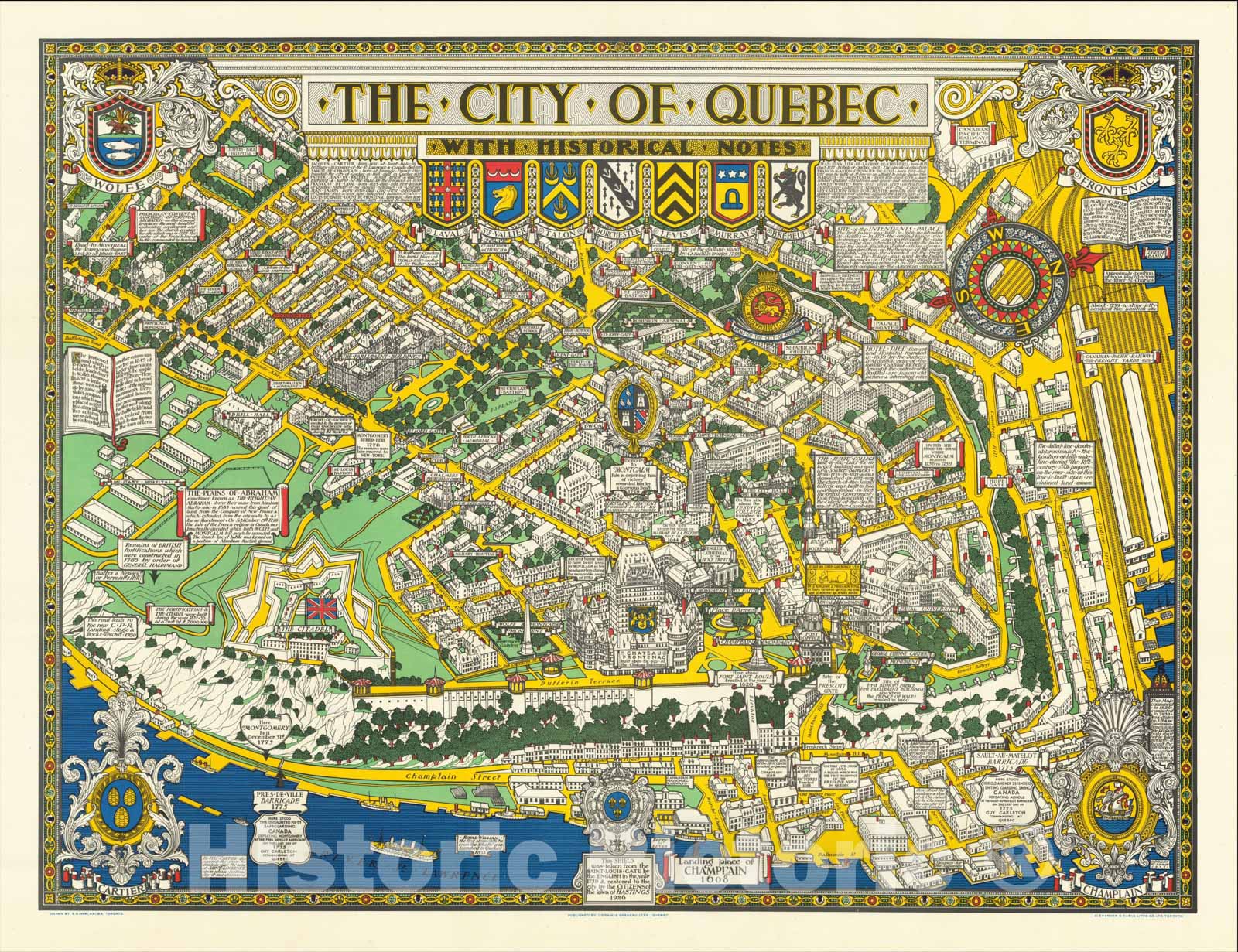 Historic Map : The City of Quebec with Historical Notes, 1932, Samuel ...