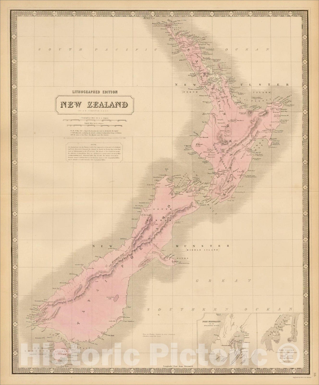 New Zealand Whaling Stations Map 1850 Historical Print – Historic Pictoric