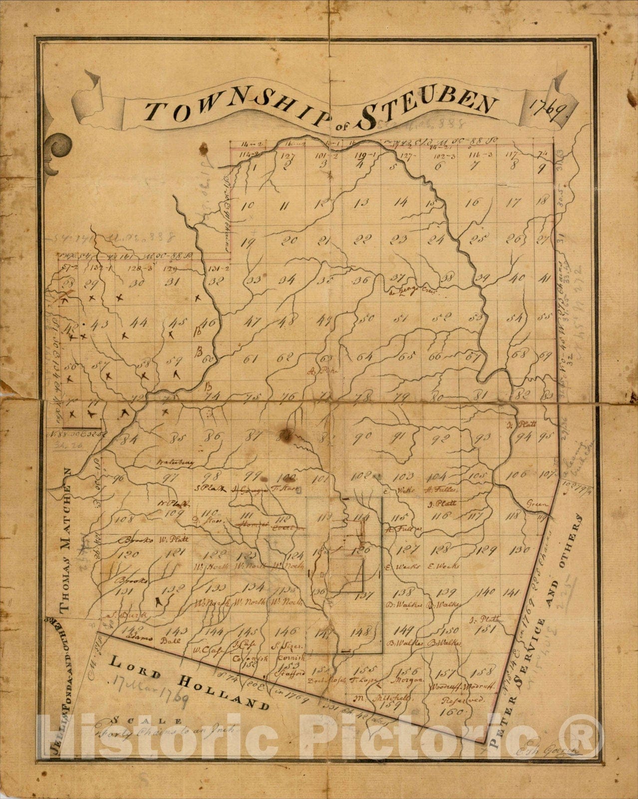 Historic Map : Town of Steuben. 1769 (Manuscript), c1790, Casimir Goer ...