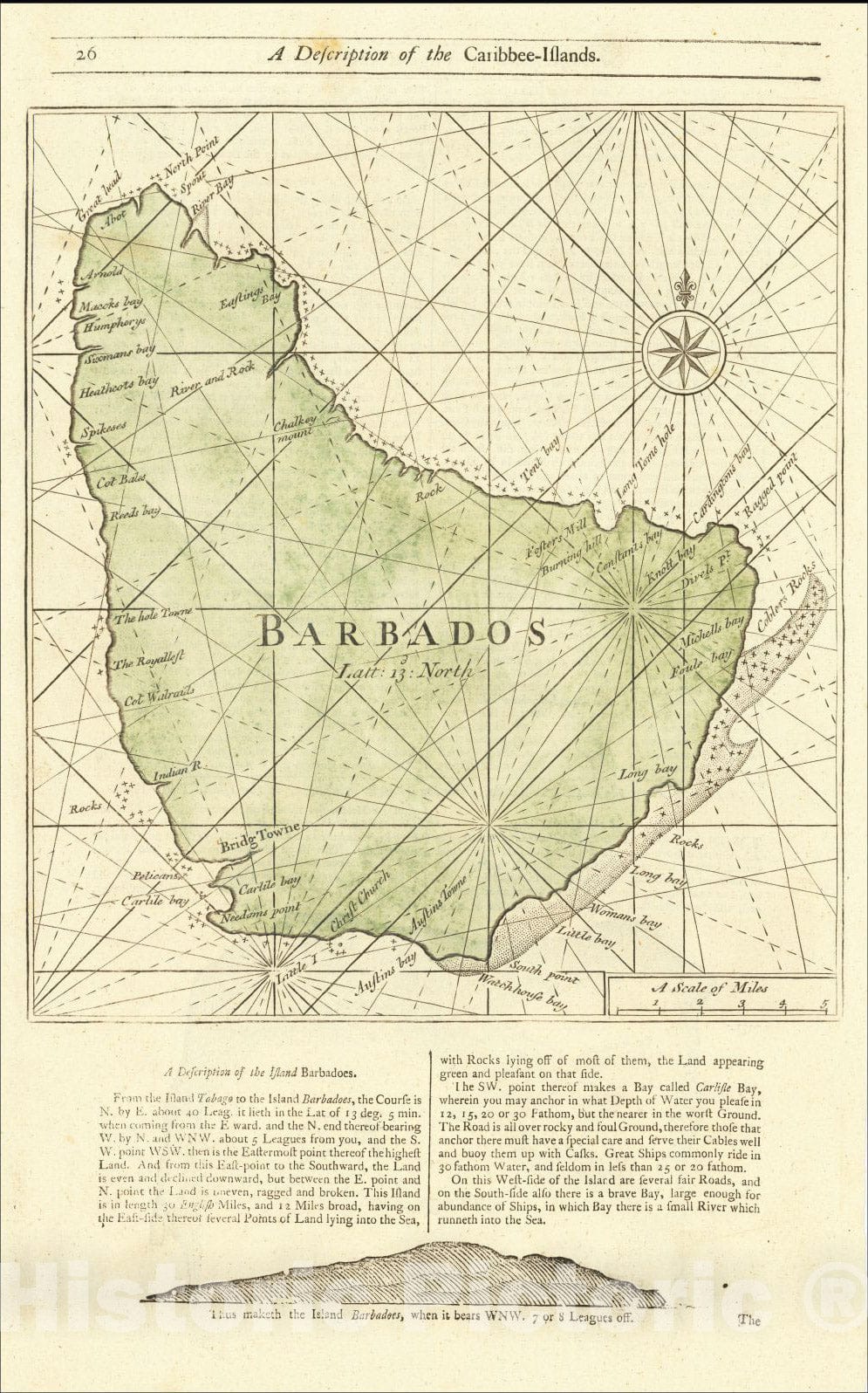 Historic Map : Barbados, 1760, Mount & Page, Vintage Wall Art ...