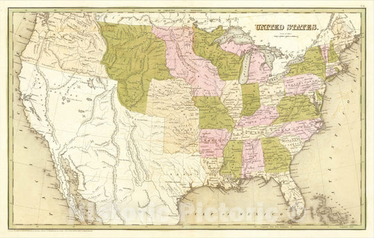 Historic Map : United States, 1841, Thomas Gamaliel Bradford, Vintage ...