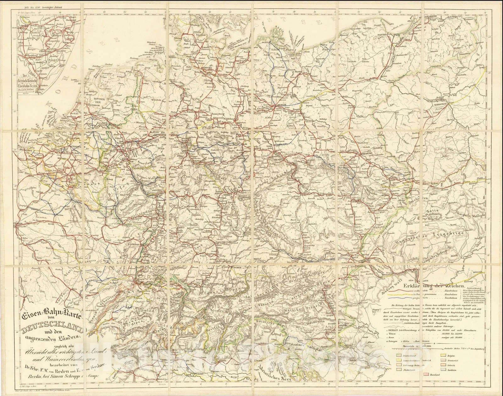 Historic Map : Eisen:Bahn:Karte von Deutschland und den angrenzenden L ...