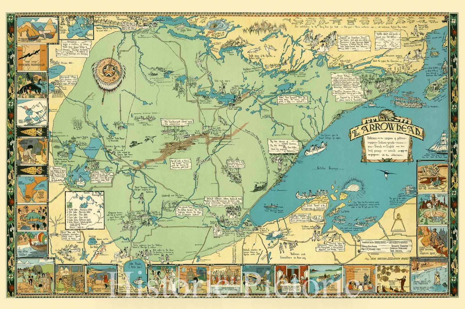 Historic Map : The Arrowhead, 1929, Irene Anderson, Vintage Wall Art ...