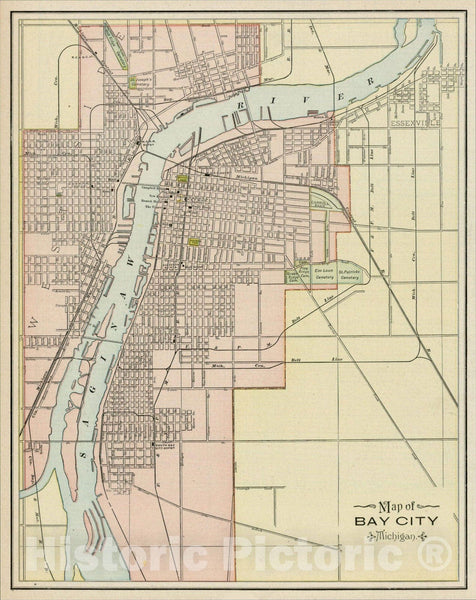 Historic Map : Map of Bay City (Michigan), 1892, George F. Cram, Vinta ...
