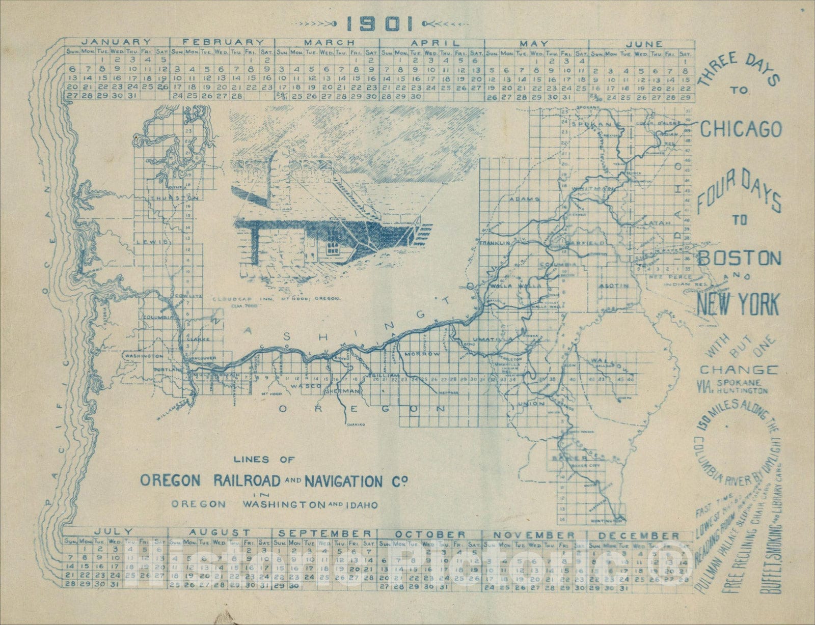 Historic Map : Lines of Oregon Railroad And Navigation Co.In Oregon Wa ...