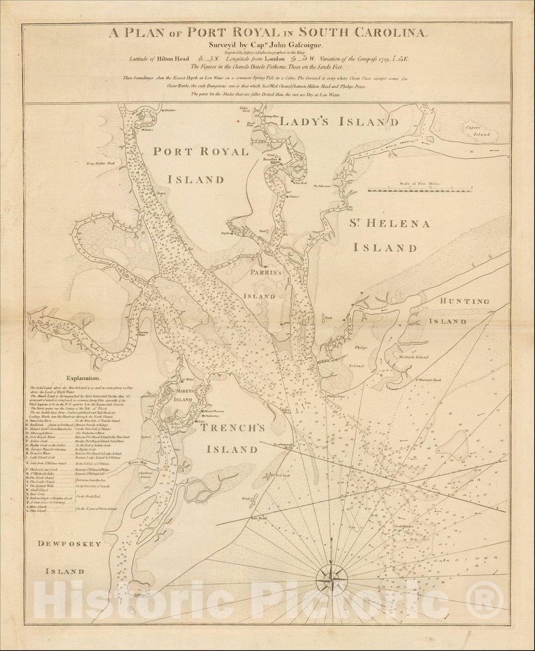 Historic Map : A Plan of Port Royal in South Carolina Survey'd by Capn ...