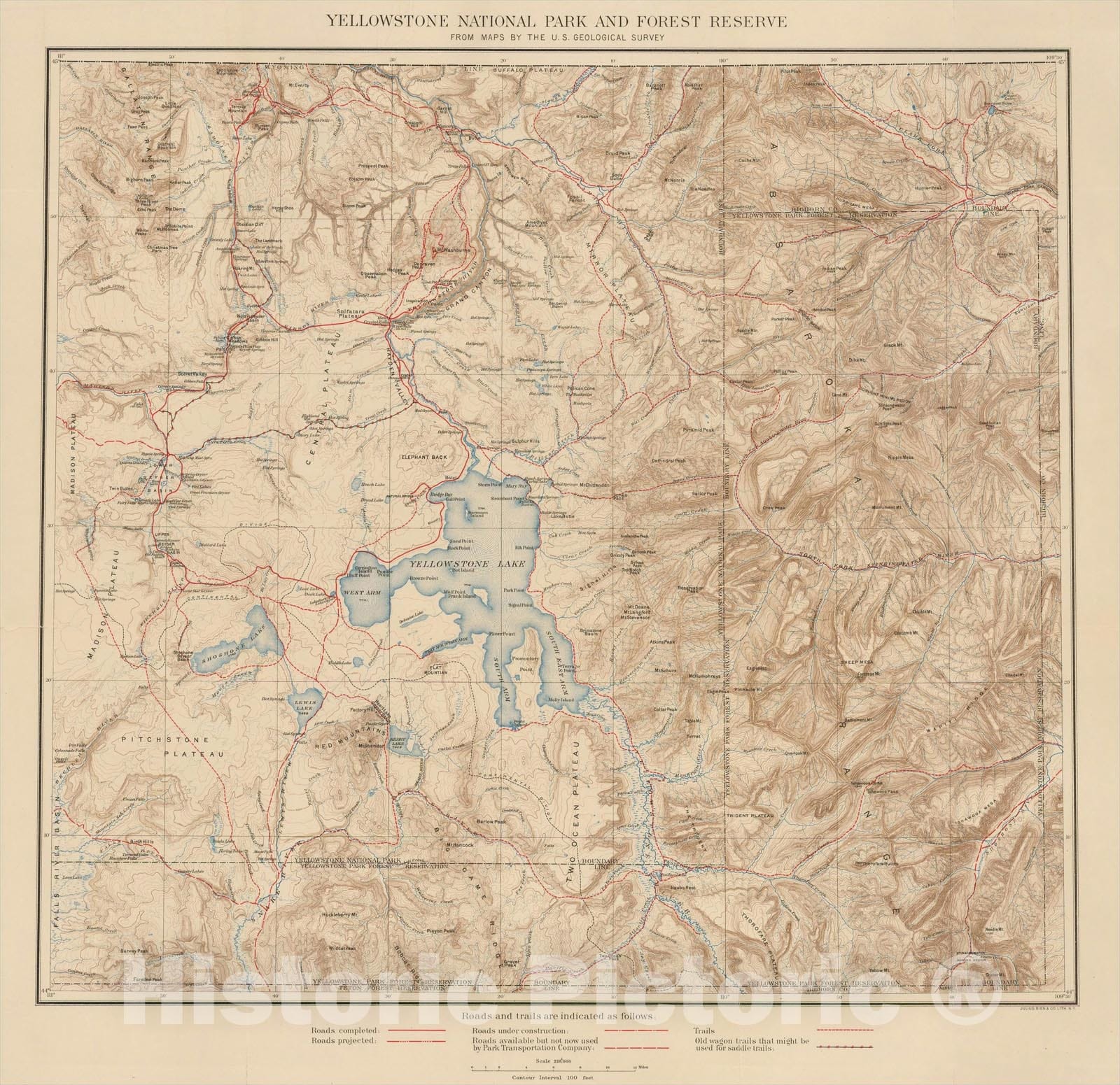 Historic Map : Yellowstone National Park and Part of Abutting Forest R ...