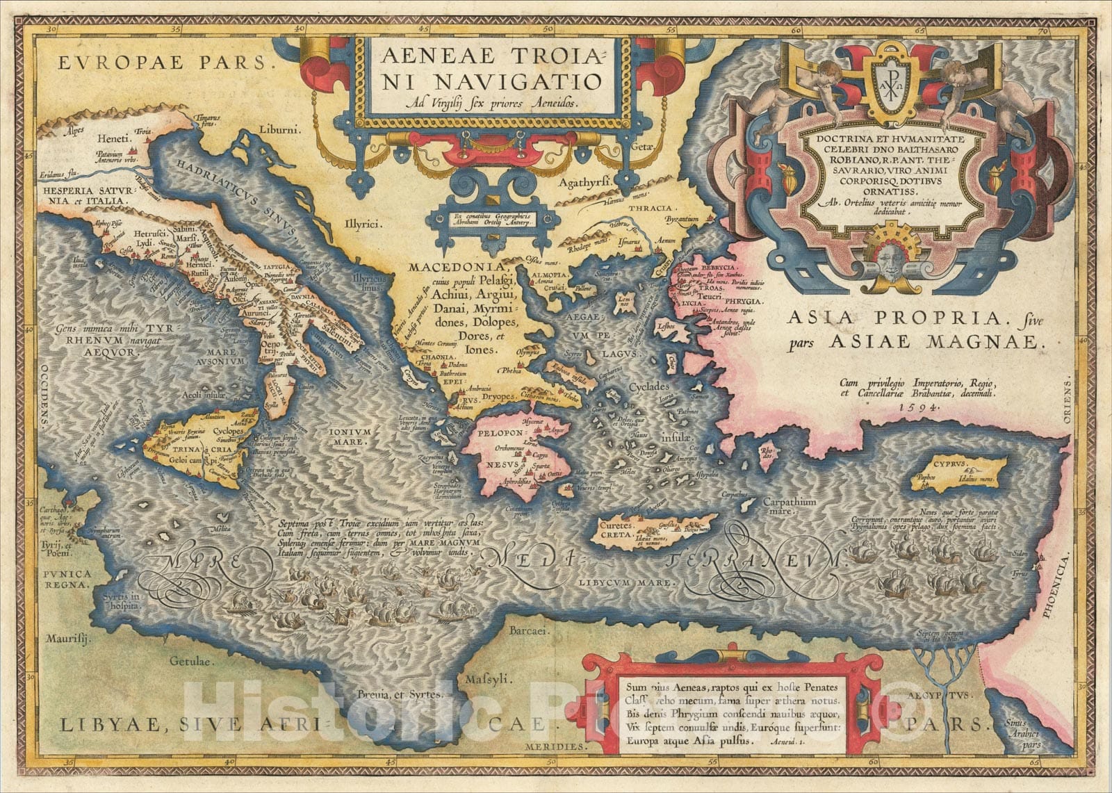 Historic Map : Aeneae Troiani Navigatio Ad Virgilij Sex priores Aeneid ...
