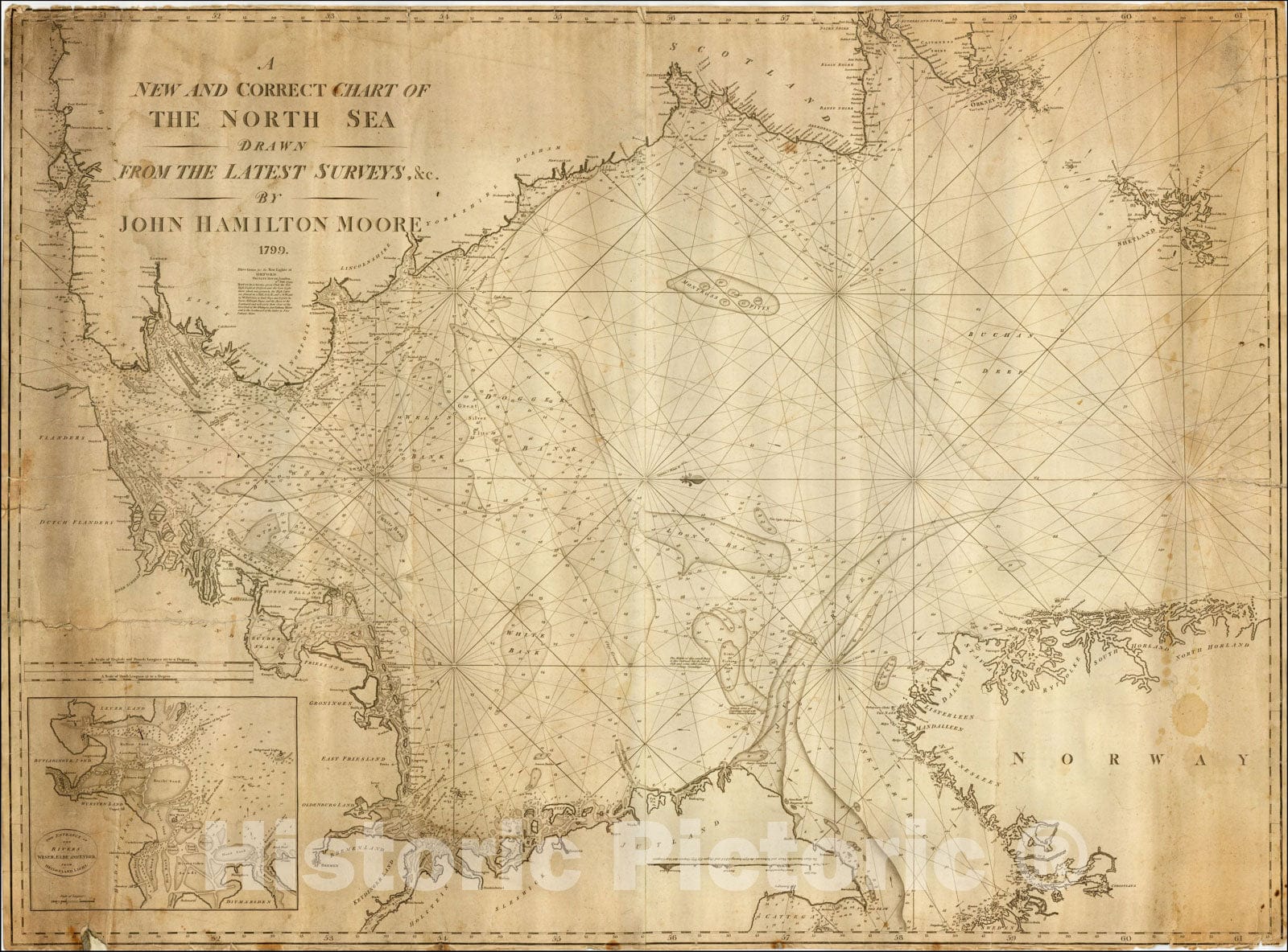 Historic Map : A New and Correct Chart of The North Sea Drawn From The ...