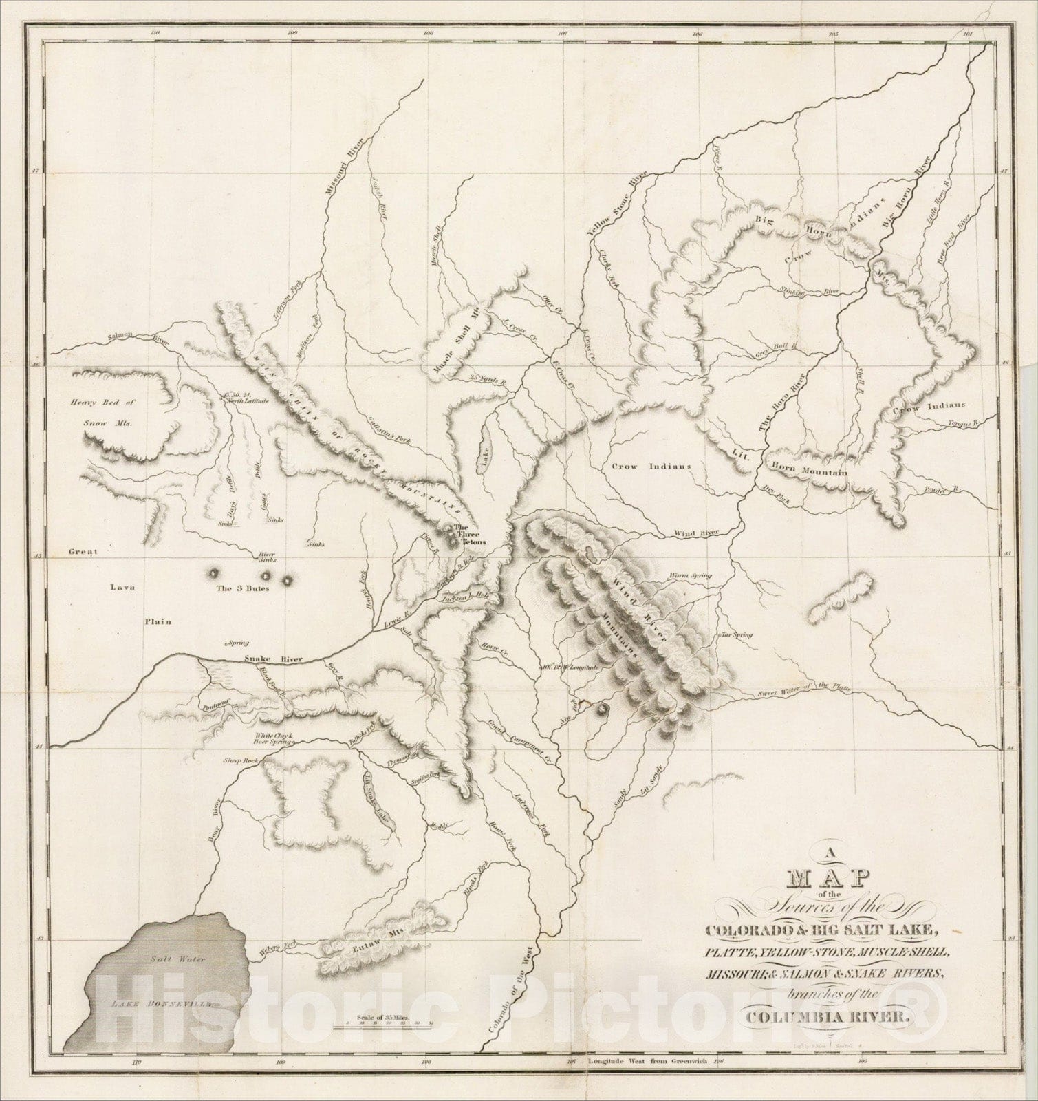 Historic Map : A Map of the Sources of the Colorado & Big Salt Lake, P ...