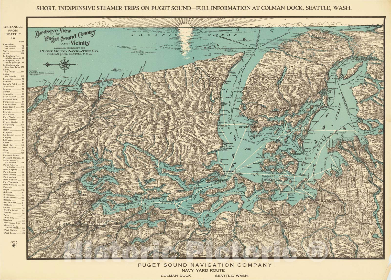 Historic Map : Birdseye View of Puget Sound and Vicinity compiled expr ...