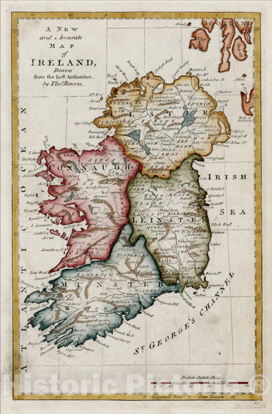 Historic Map : A New and Accurate Map of Ireland, Drawn from the best ...