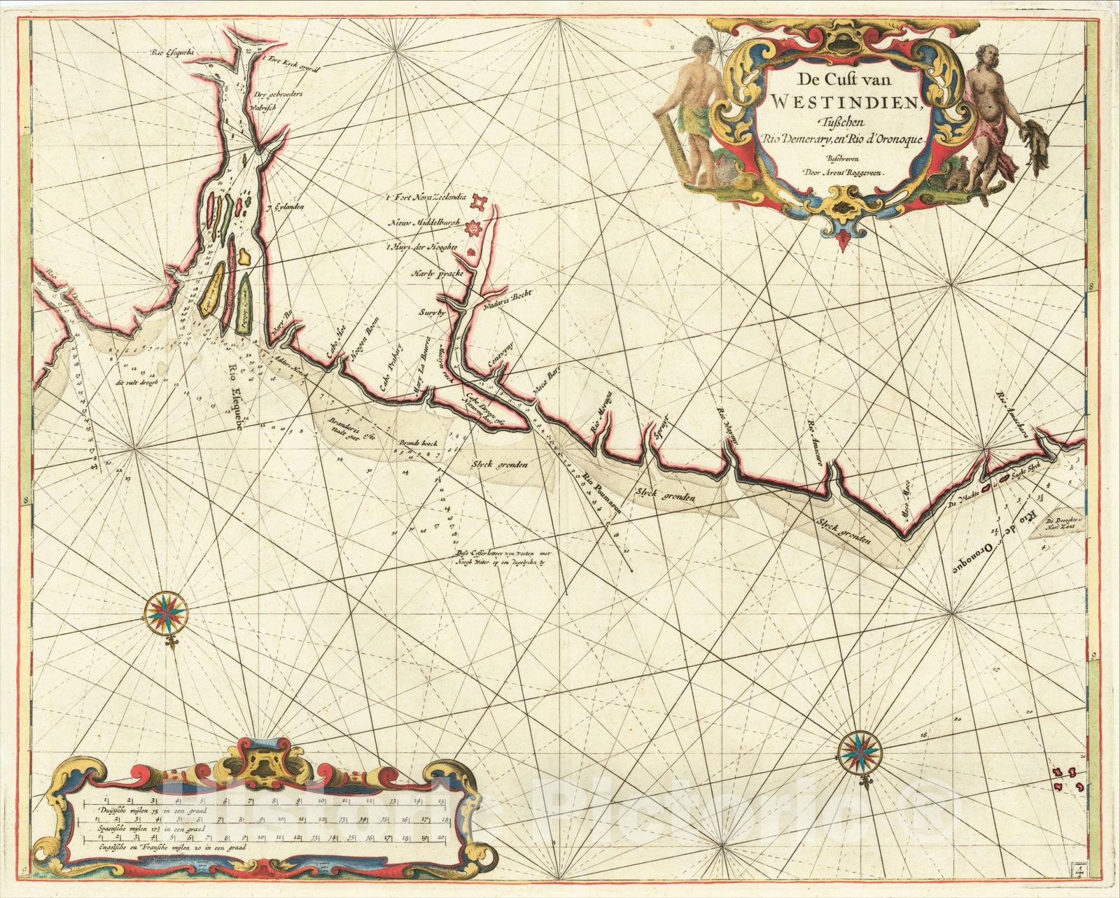 Historic Map : De Cust van Westindien Tuschen Rio Demerary, en Rio Oro ...