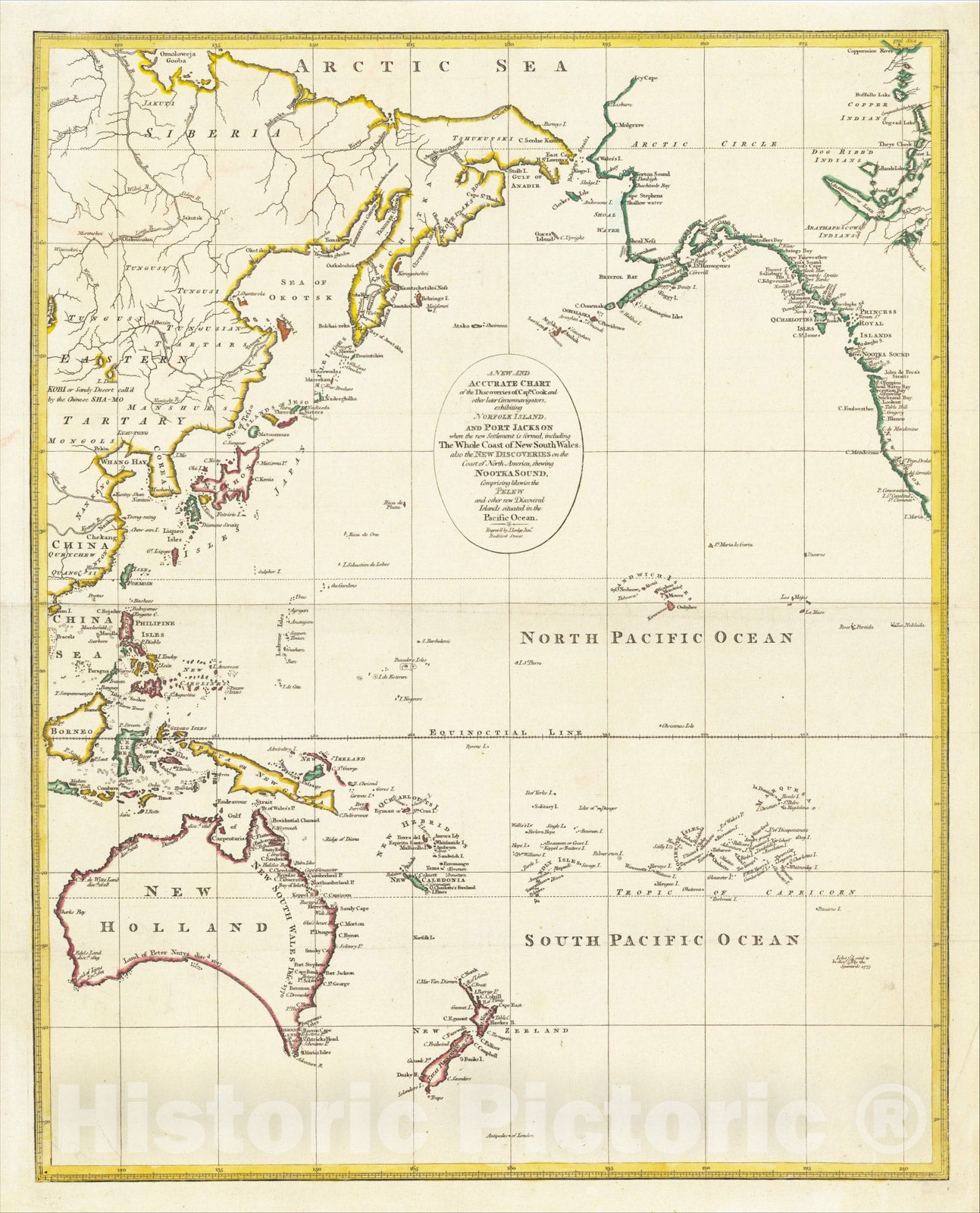 Historic Map : A New and Accurate Chart of the Discoveries of Capn. Co ...