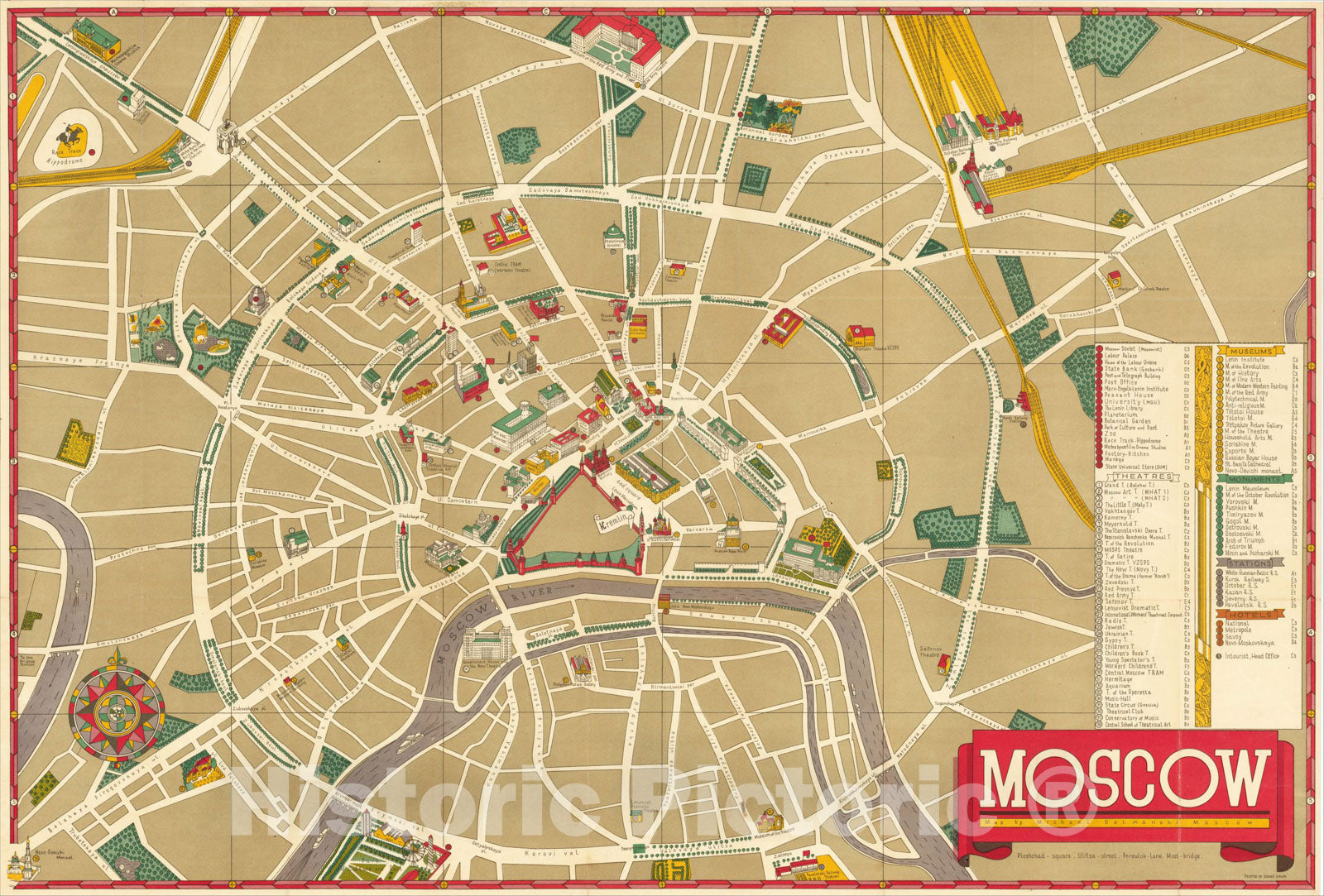 Historic Map : [Pictographic Map of Moscow] Moscou., 1955, Mikhail Get ...