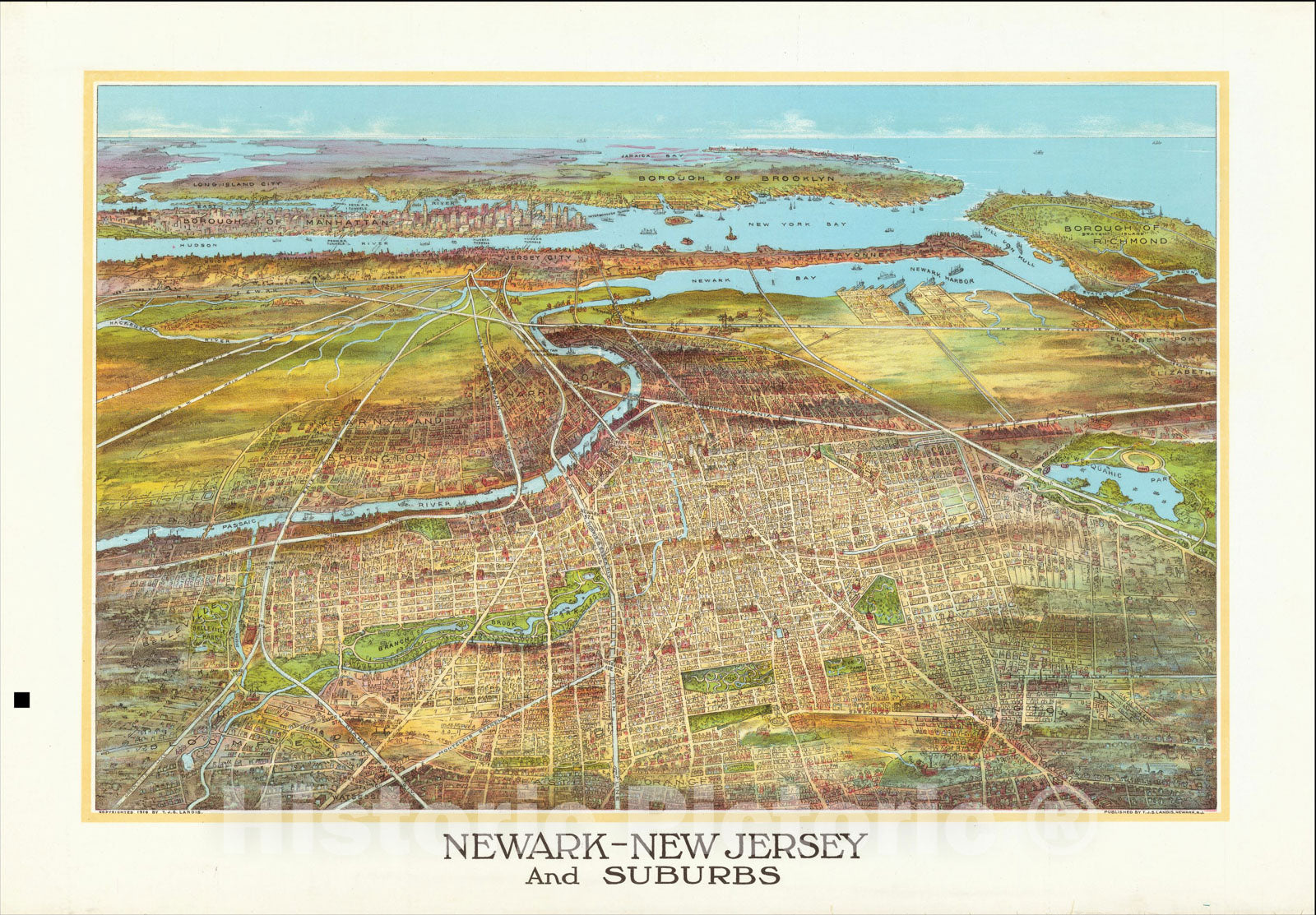 Historic Map : Newark-New Jersey and Suburbs, 1916, T.J. S. Landis, Vi ...