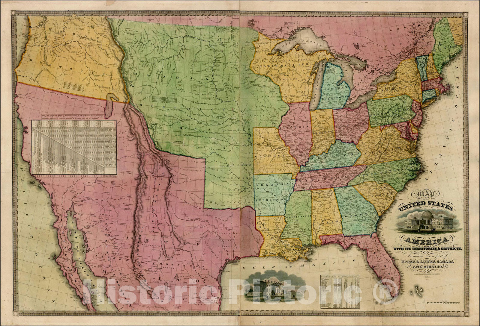 Historic Map : Map of the United States of America with its Territorie ...