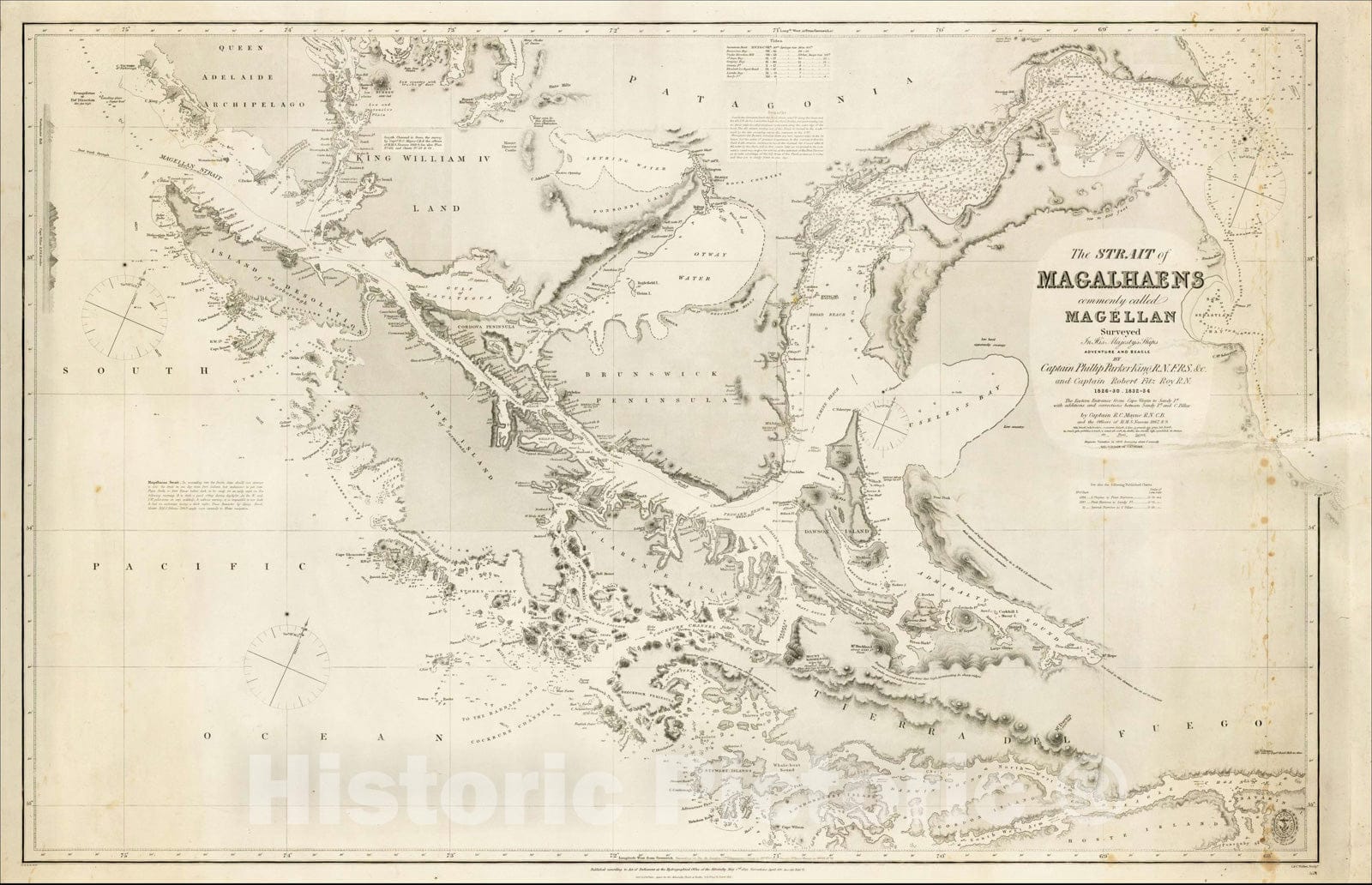 Historic Map : The Strait of Magalhaens commonly called Magellan, 1871 ...