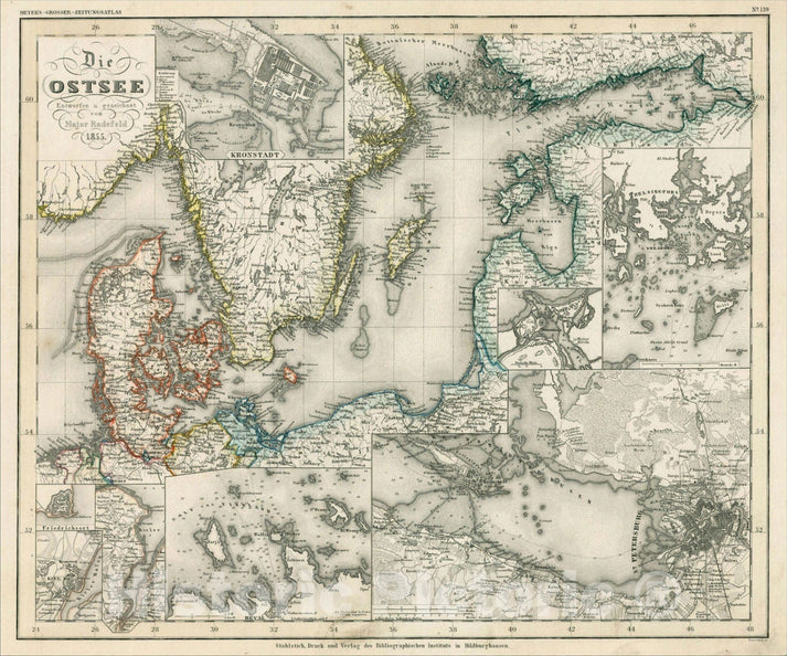 Historic Map : Die Ostzee Entworfen u gezeichnet vom Major Radefeld 18 ...
